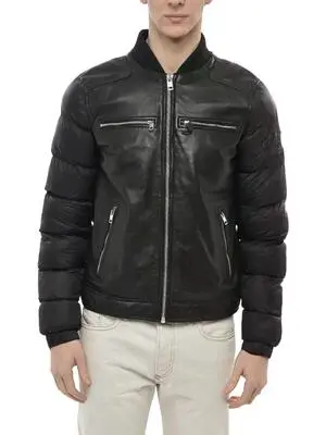 DIESEL® Sheepskin Panelled Bomber Jacket - Black