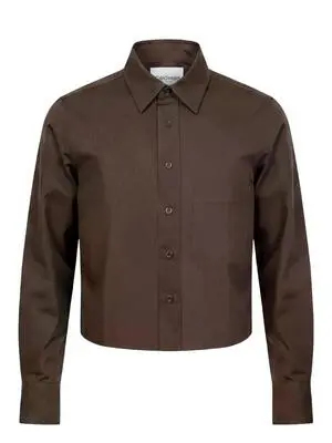 Closed Cropped Long-sleeve Shirt - Brown