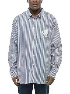 Givenchy Embroidered-logo Striped Shirt - Blue