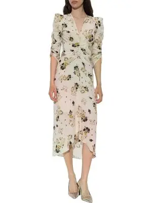 Isabel Marant Étoile Floral Print V-neck Midi Dress - Neutrals