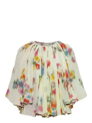 MARANT ETOILE Lara Floral-print Pleated Top - Neutrals