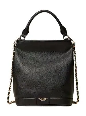 TWINSET Convertible Chain Strap Bucket Bag - Black