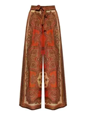 Zimmermann Paisley Print Silk Trousers - Orange