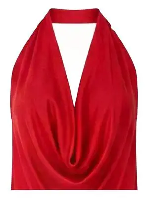 Elisabetta Franchi Halterneck Cowl Neck Sleeveless Top Red