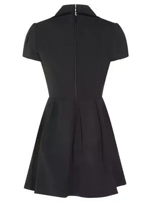Elisabetta Franchi Mini Pleated Dress With Satin Trim - Black
