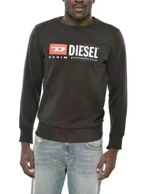 DIESEL® S-girk-cuty Logo-print Panelled Sweatshirt - Black
