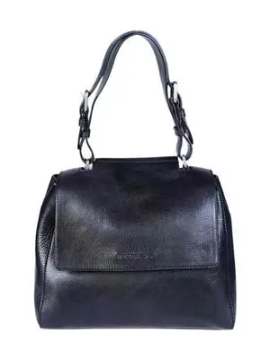 Orciani Sveva S Grained Leather Shoulder Bag - Black