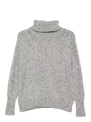 BASE Roll-neck Knitted Sweater - Grey