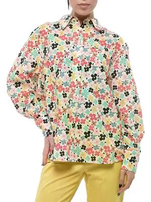 INES DE LA FRESSANGE PARIS Maureen Floral-print Button-up Blouse - Neutrals