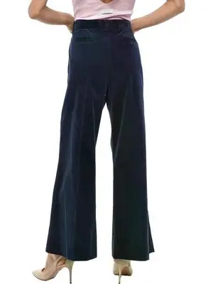 QL2 QUELLEDUE QL2 Melody Ribbed Velour Wide-Leg Trousers