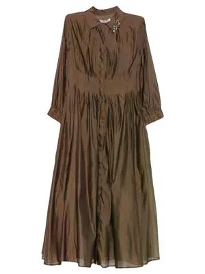 Max Mara Crystal-embellished Pleated Midi Dress - Brown