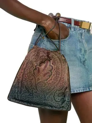Etro Paisley Print Drawstring Tote Bag - Brown