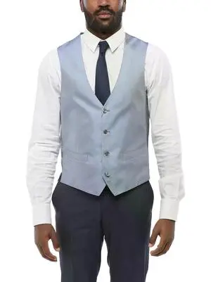 Corneliani Geometric Pattern Silk Waistcoat - Blue