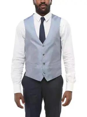 Corneliani Geometric Pattern Silk Waistcoat - Blue