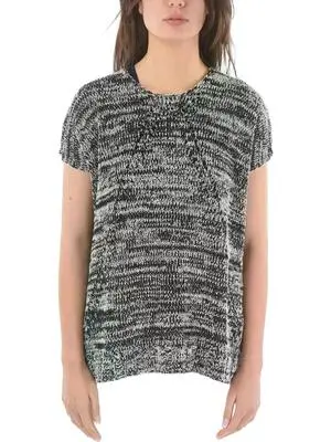 Woolrich Two-tone Short-sleeve Cotton Sweater - Black