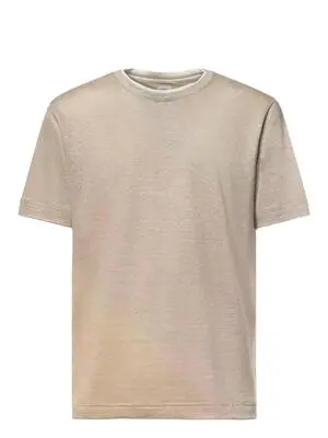 Eleventy Layered-detail Linen T-shirt - Neutrals