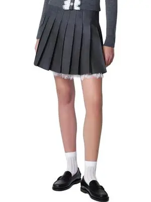SELF-PORTRAIT Self-Portrait Pleated Mini Skirt With Lace Trim
