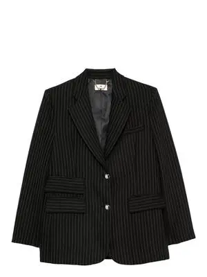 Elisabetta Franchi Pinstripe Notched-lapel Blazer - Black