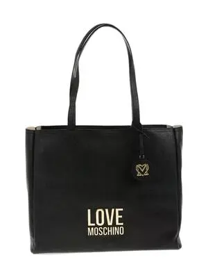 Moschino Plaque Shoulder Bag - Black