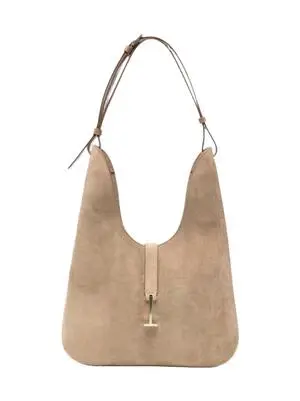 TOM FORD T-clasp Suede Shoulder Bag - Neutrals