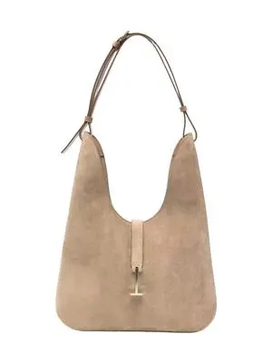 TOM FORD TOM FORD T-Clasp Suede Shoulder Bag Neutrals