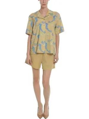 SAMSOE SAMSOE Seahorse Print Short Sleeve Shirt - Neutrals