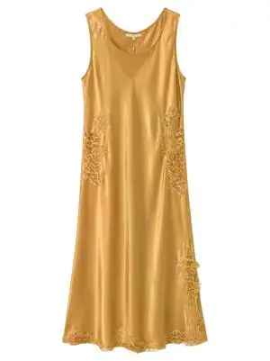 Gold Hawk Luna Lace-trimmed Satin Maxi Dress - Gold