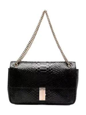 TOM FORD Snakeskin-effect Leather Shoulder Bag - Black