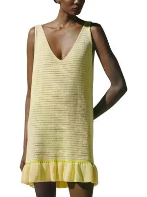 BAOBAB Muse Ruffled-hem V-neck Mini Dress - Yellow