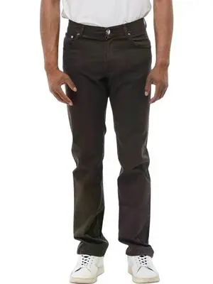 Corneliani Embroidered Logo Buttoned Trousers - Brown