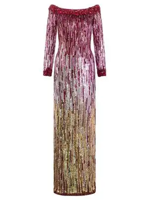 Jenny Packham Marnie Sequin Gown - Red