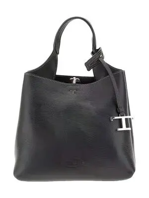TOD'S Timeless Pebbled Leather Cross Body Bag - Black