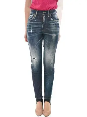 Dsquared2 Ski Stirrup Jeans With Paint Splatter Detail - Blue