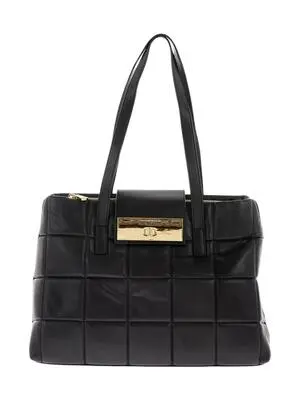 Moschino Quilted Logo-plaque Tote Bag - Black