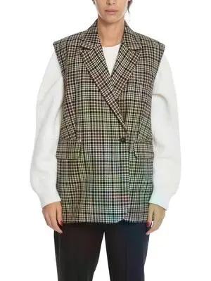 HERSKIND Houndstooth Double-breasted Waistcoat - Brown