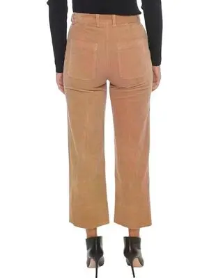 QL2 QUELLEDUE Corduroy Texture Cropped Trousers - Brown
