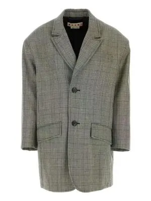 Marni Prince Of Wales Check Virgin Wool Blazer - Grey