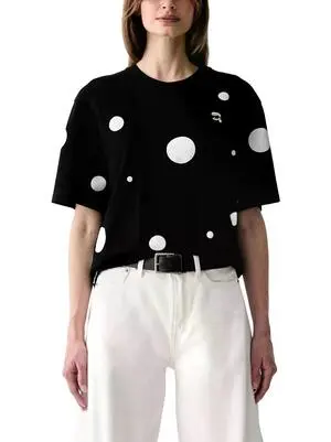 Karl Lagerfeld Polka-dot Logo Patch T-shirt - Black