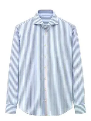 ALLEY DOCKS 963 Vertical-stripe Long-sleeve Shirt - White
