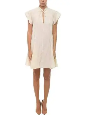 SAMSOE SAMSOE Ruffle Collar Mini Dress - Neutrals