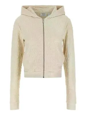 Off-White Terry Off Logo-jacquard Zip-up Hoodie - Neutrals