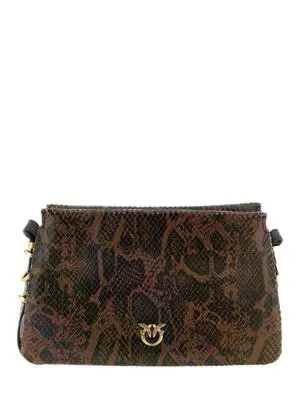 Pinko Love Birds Python-print Leather Crossbody Bag - Brown