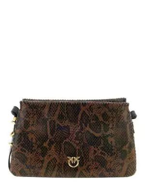 Pinko Love Birds Python-print Leather Crossbody Bag - Brown