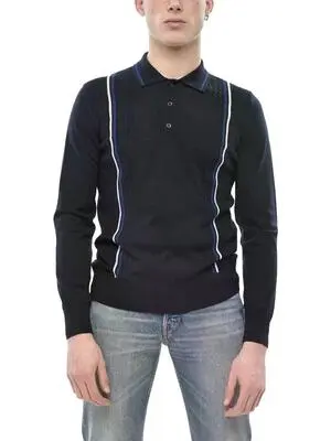 PAOLO PECORA Long-sleeve Buttoned Polo Shirt - Blue