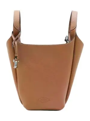 TOD'S Logo-embossed Leather Bucket Bag - Brown
