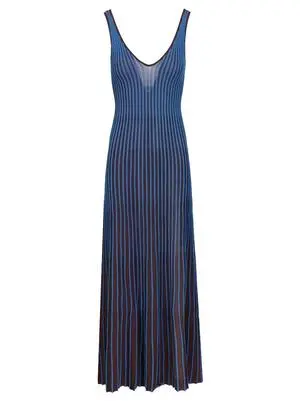 Staud Stripe Pattern Midi Dress - Blue