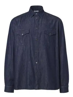 JIL SANDER Cotton Chambray Shirt - Blue