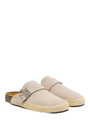 Tory Burch Mellow Woven Suede Clogs - Beige