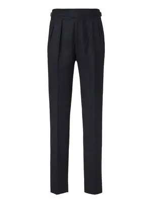 Rubinacci Pleated Virgin Wool Tapered Trousers - Blue
