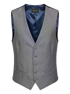 RAMON SANJURJO Micro-pattern Single-breasted Waistcoat - Grey